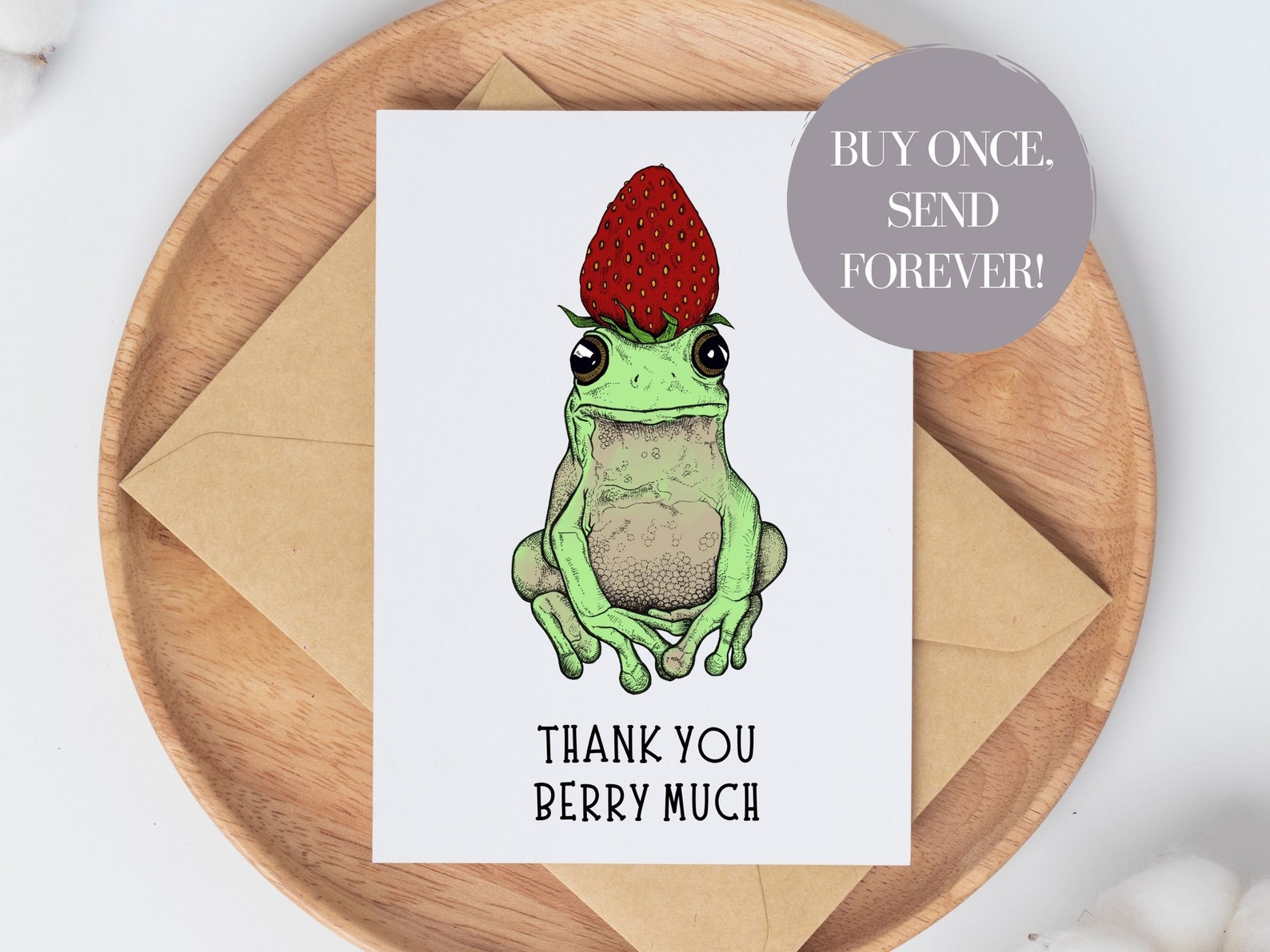 Thank You Berry Much Printable Greeting Card | Cute Cottagecore Art ...