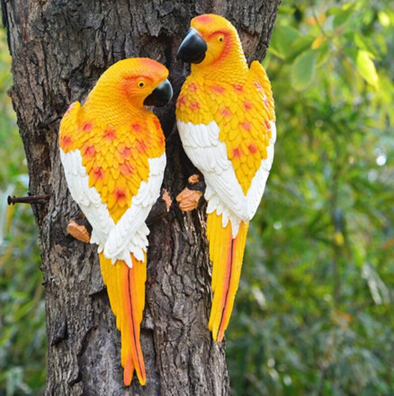 Parrot Statue Wall Mounted DIY Outdoor Garden Tree Decoration Animal ...
