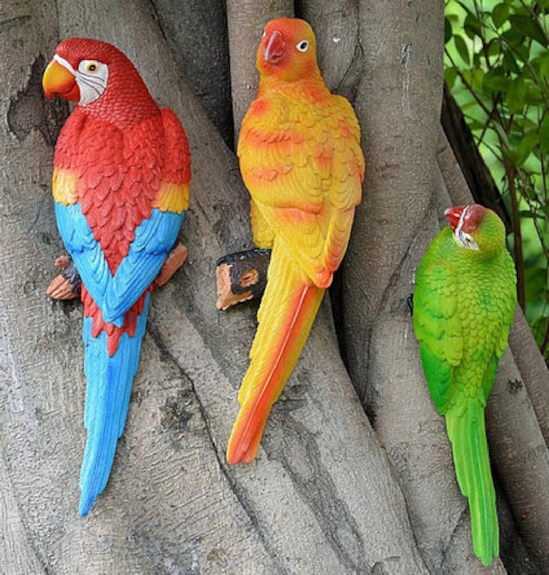 Parrot Statue Wall Mounted DIY Outdoor Garden Tree Decoration Animal ...
