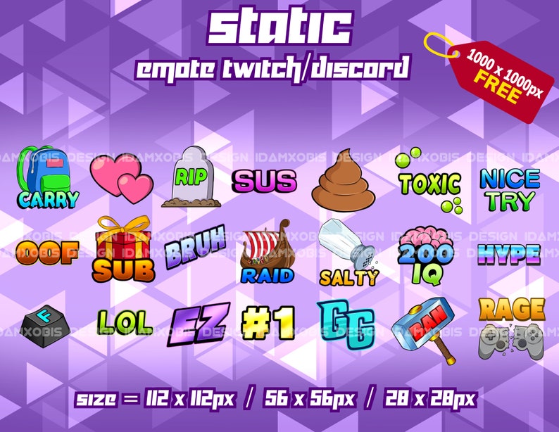21X Static Emotes Pack, Text Emotes, Static Twitch Emotes, Twitch ...