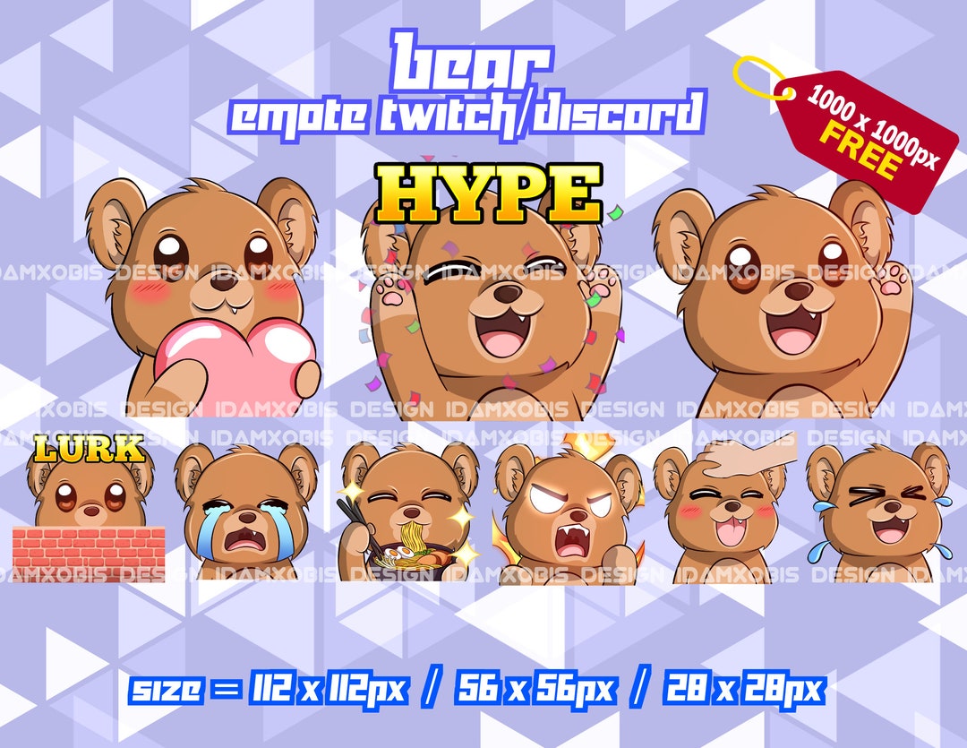 Bear Chibi Emotes Pack, Bear Chibi Twitch Emotes, Twitch Emotes ...