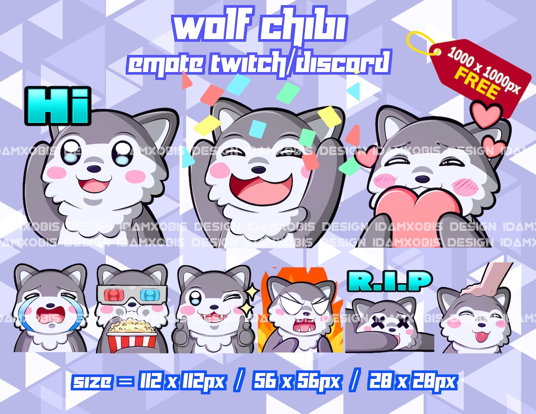 Wolf Chibi Emotes Pack, Wolf Chibi Twitch Emotes, Twitch Emotes ...