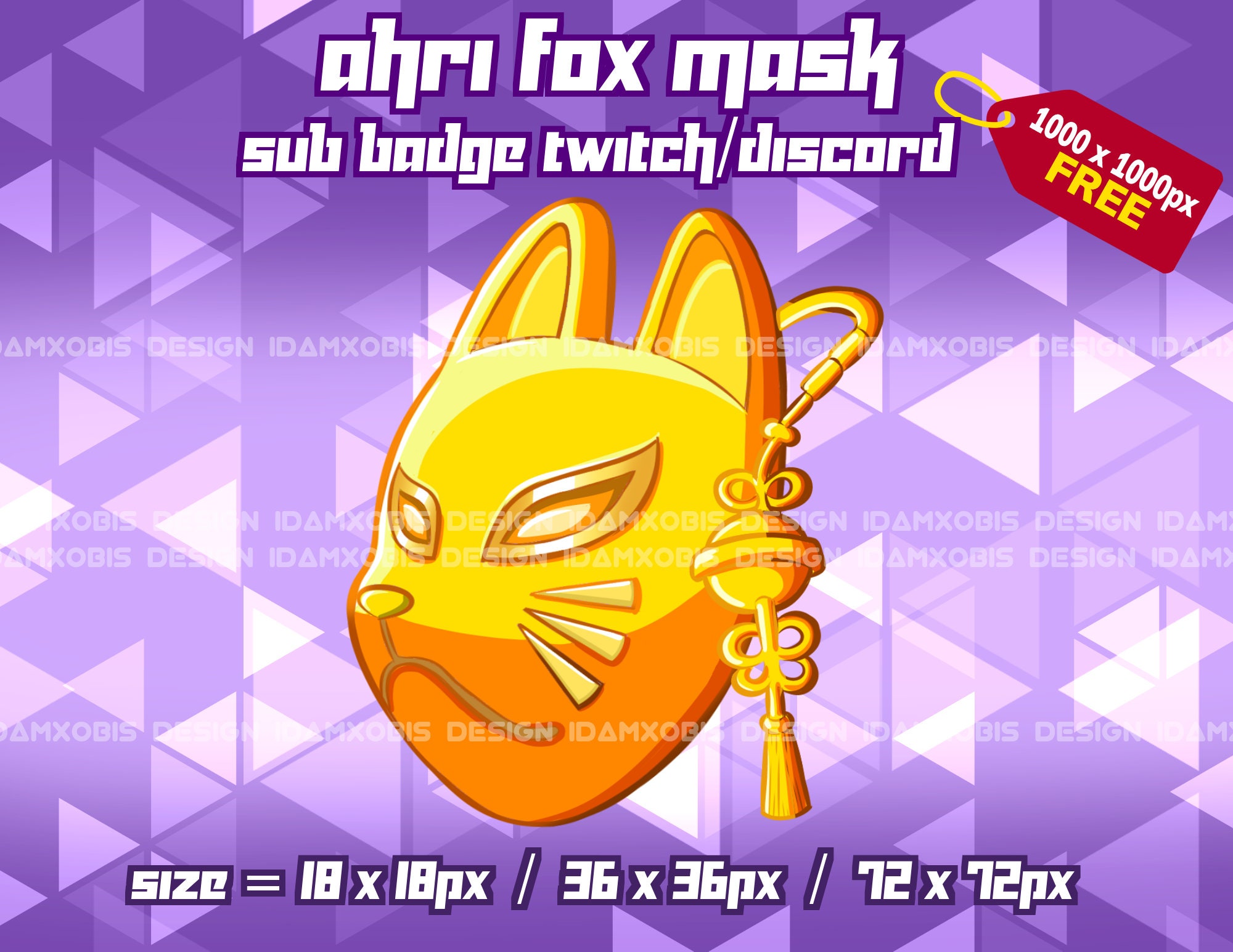 Ahri Fox Mask Twitch Sub Badge Pack, Fox Mask Laegue of Legends Twitch ...