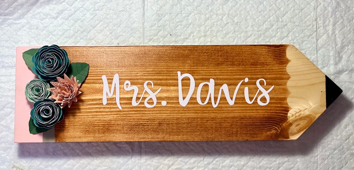 Wooden Pencil Name Plate, Teacher - Etsy
