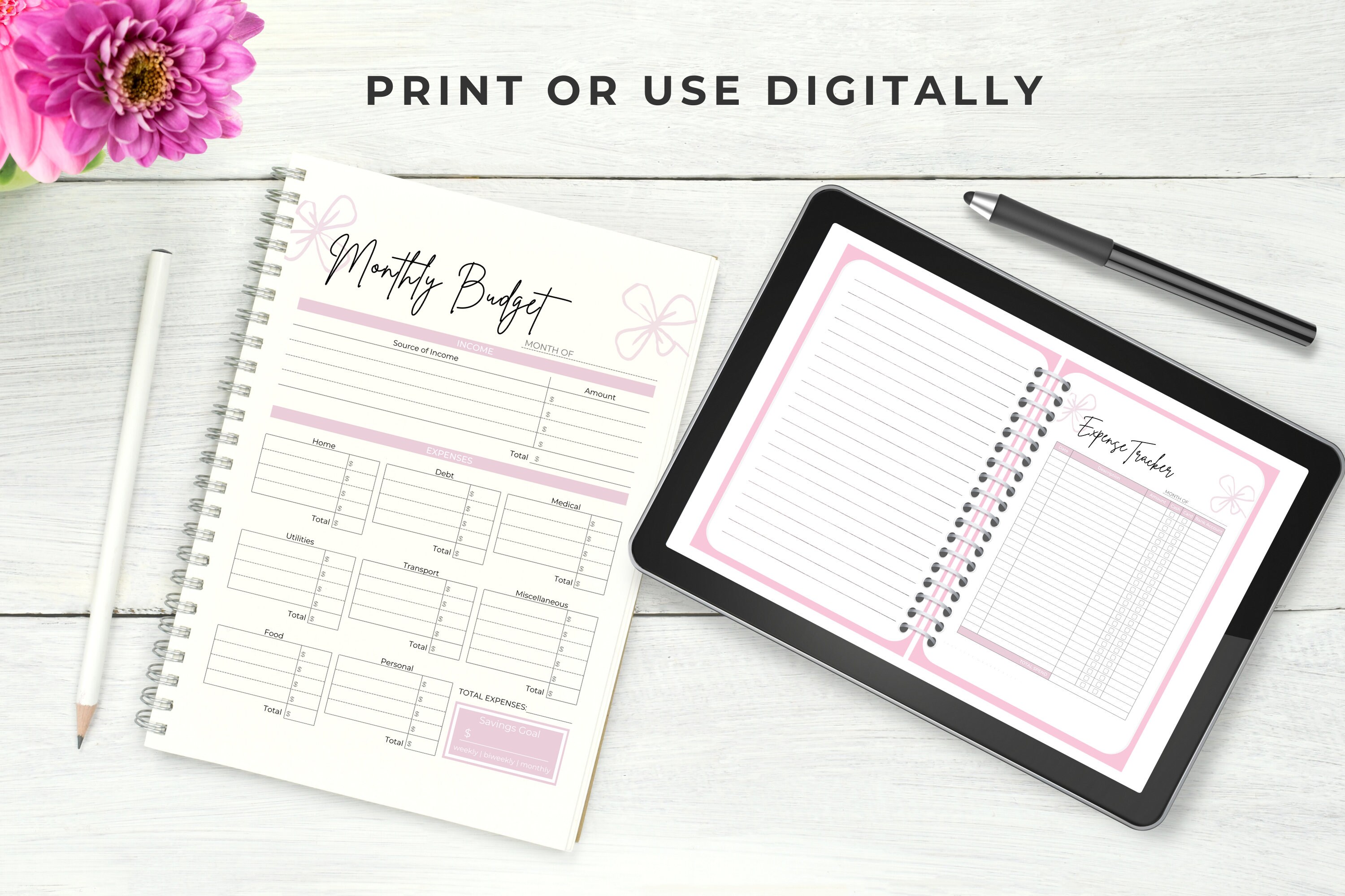 Printable Budget Planner| Savings Tracker | Expense Tracker ...