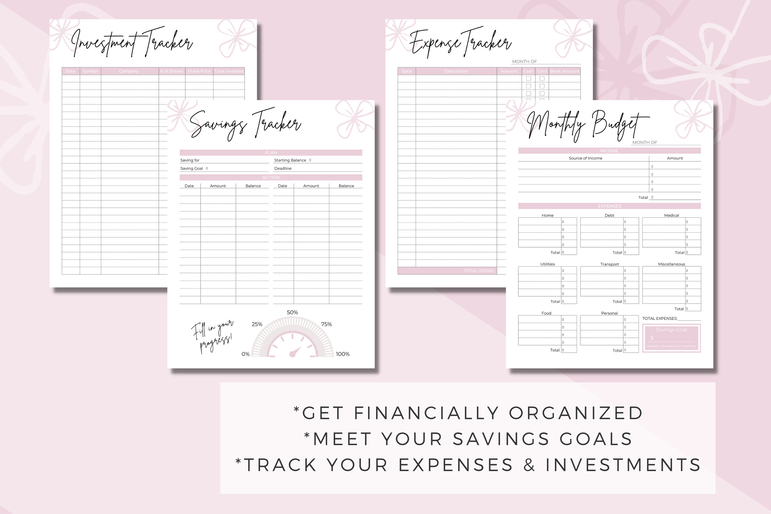 Printable Budget Planner| Savings Tracker | Expense Tracker ...