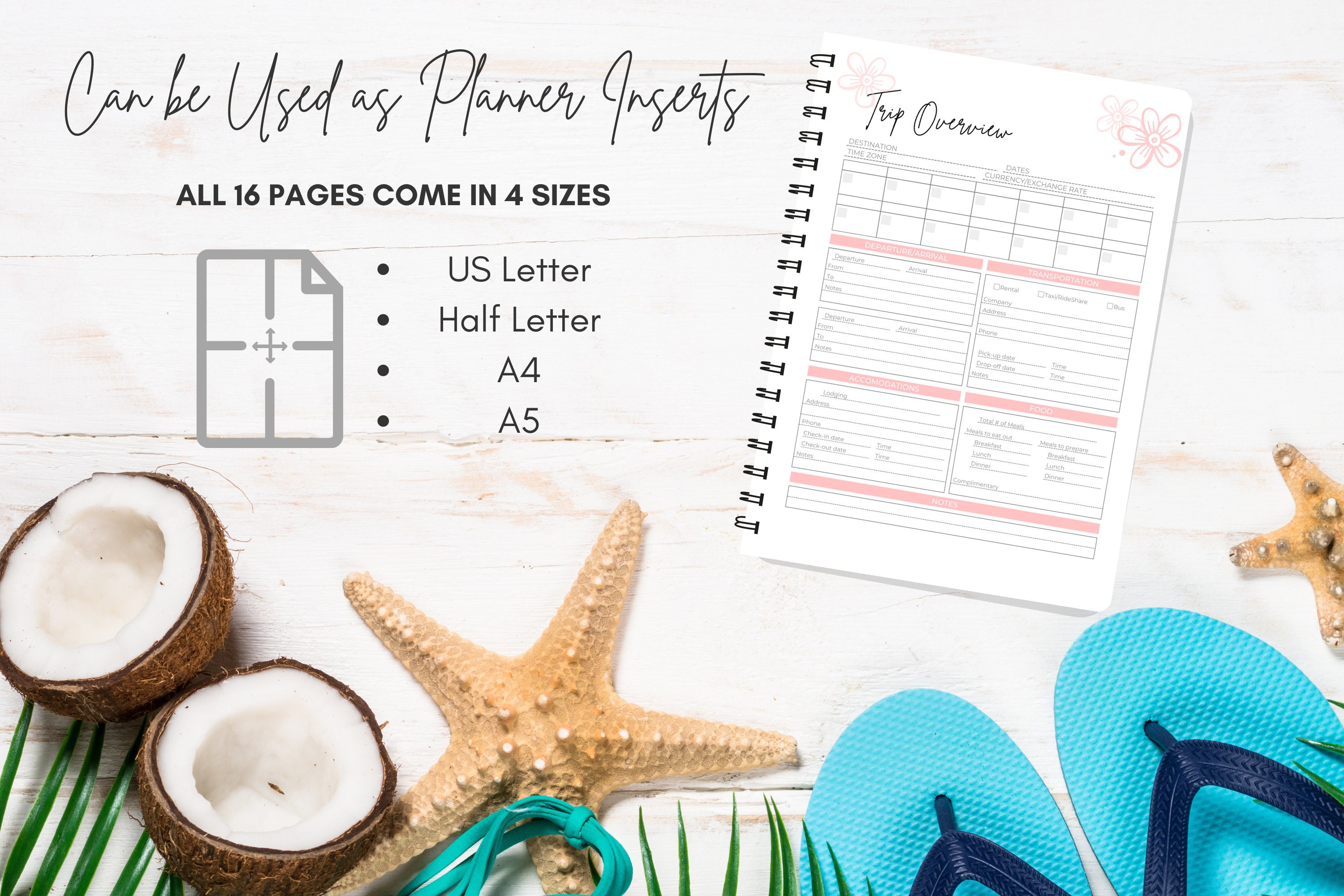 Printable Travel Planner Pink Trip Itinerary Planner - Etsy