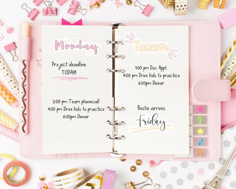 Week Days Printable Stickers | Digital Stickers | Daily Planner ...