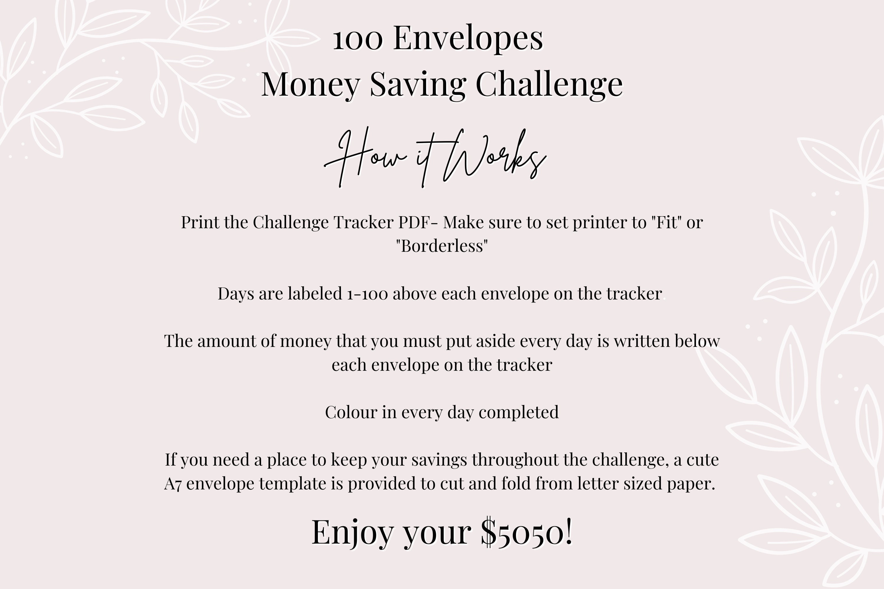 100 ENVELOPES SAVINGS CHALLENGE Save 5000 Dollars in 100 - Etsy Canada