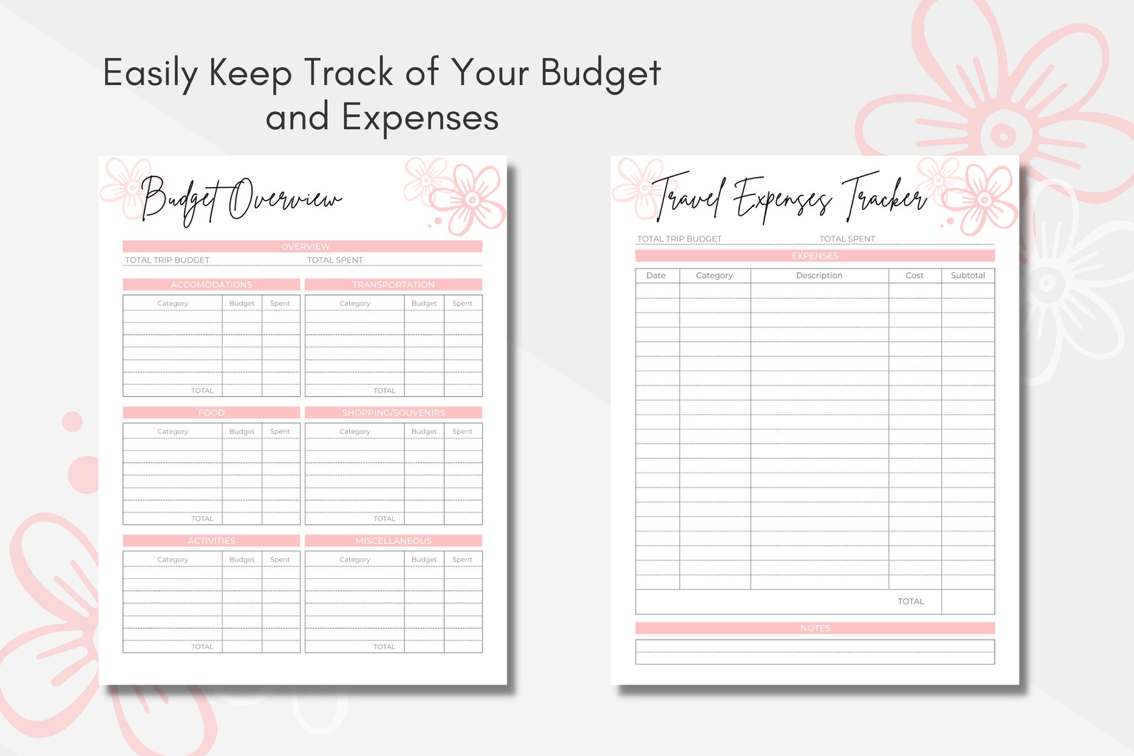 Printable Travel Planner Pink Trip Itinerary Planner - Etsy