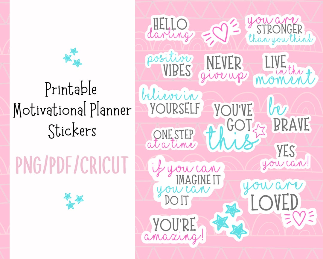 Motivational Printable Stickers | Digital Stickers | Inspirational ...