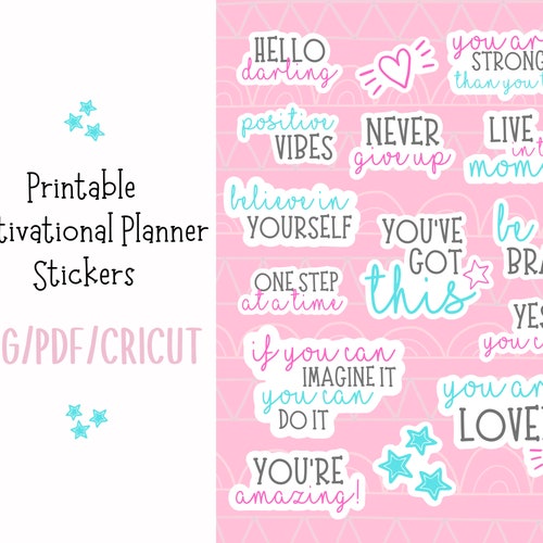 Motivational Puns Digital Printable Planner Stickers Cute - Etsy
