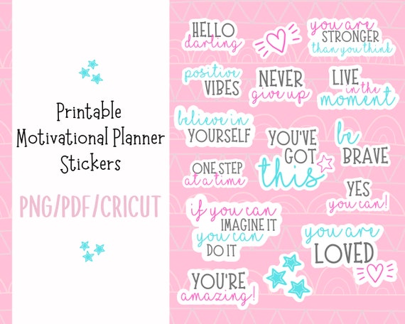 Motivational Printable Stickers Digital Stickers - Etsy