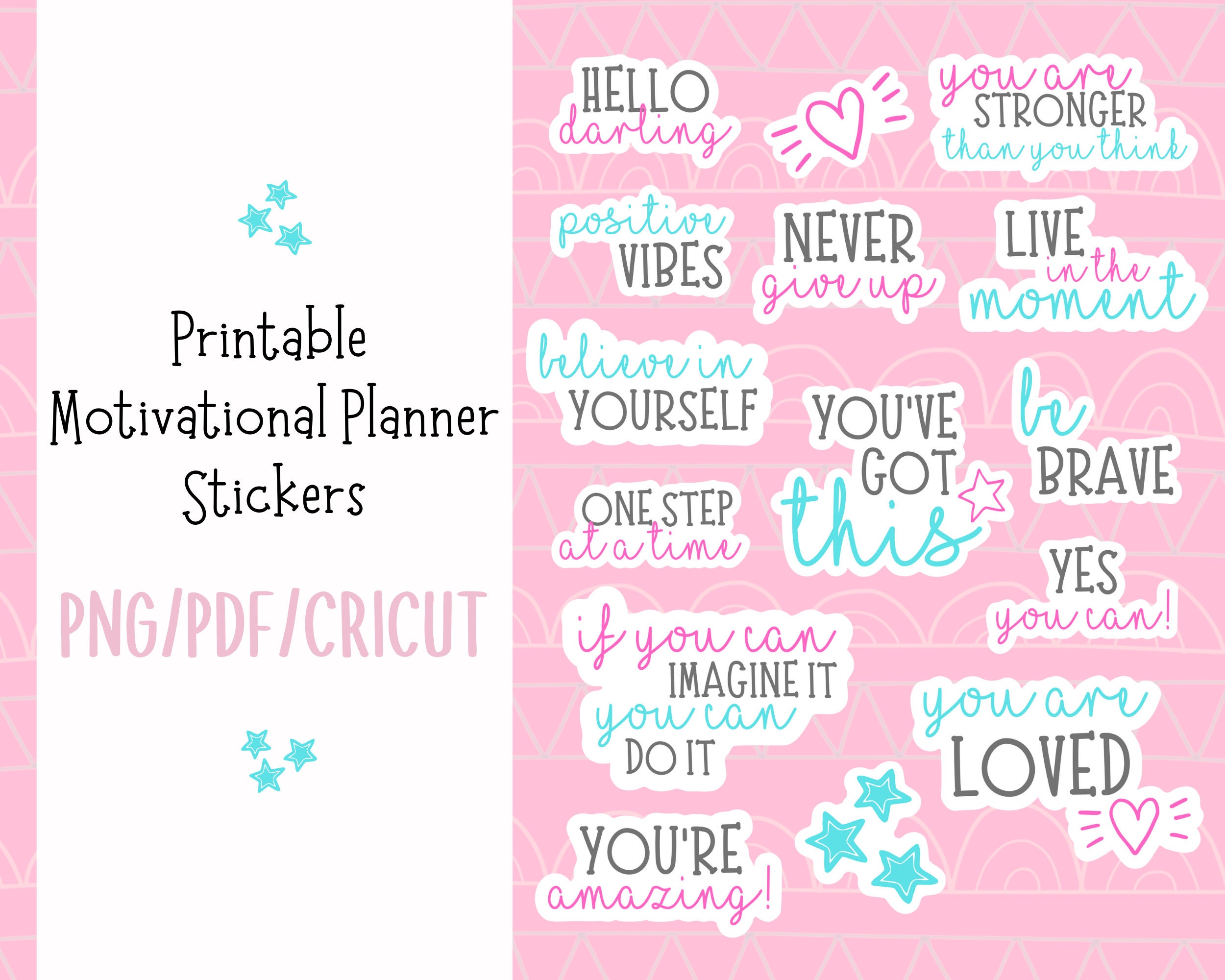 Motivational Printable Stickers Digital Stickers - Etsy UK
