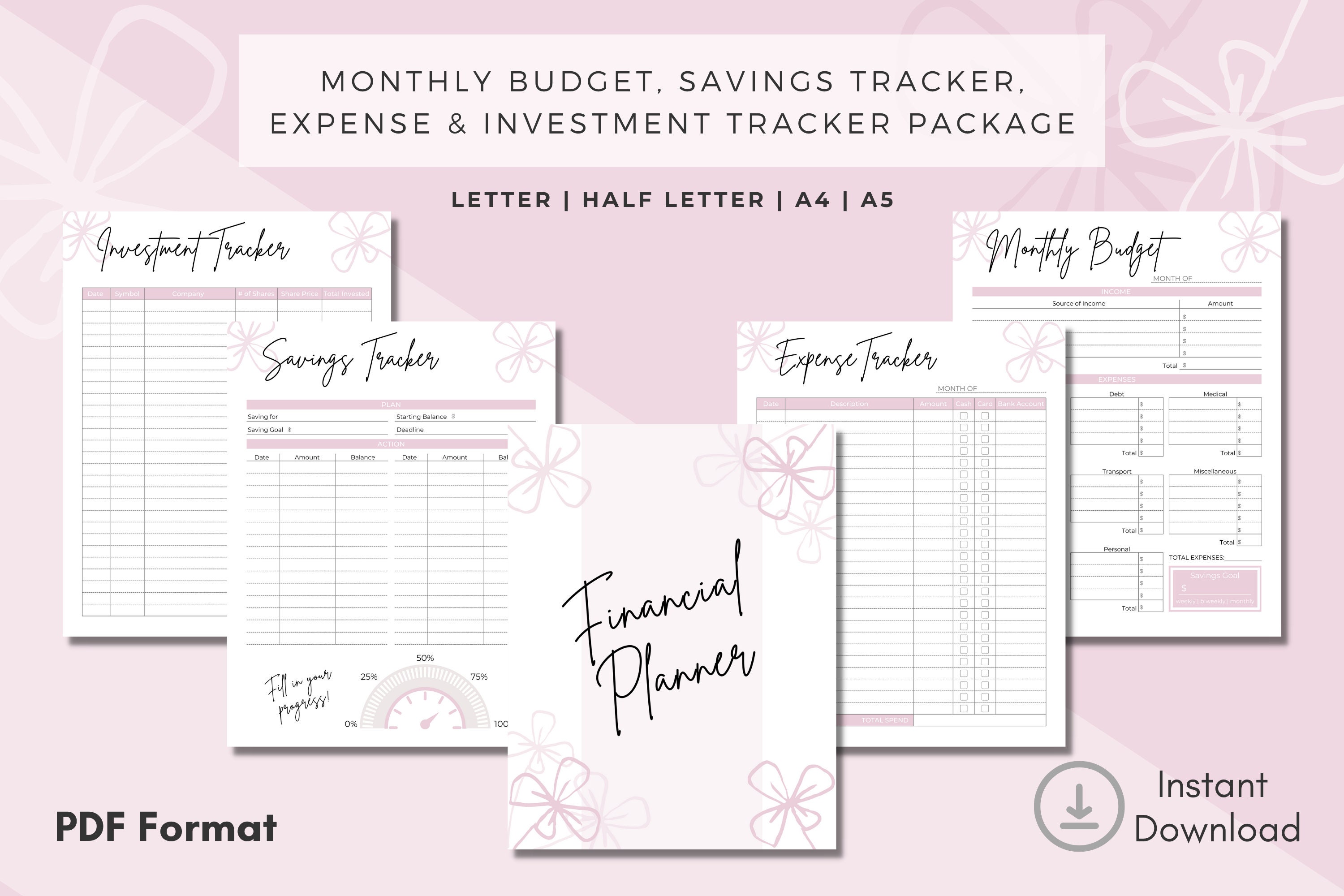 Printable Budget Planner| Savings Tracker | Expense Tracker ...