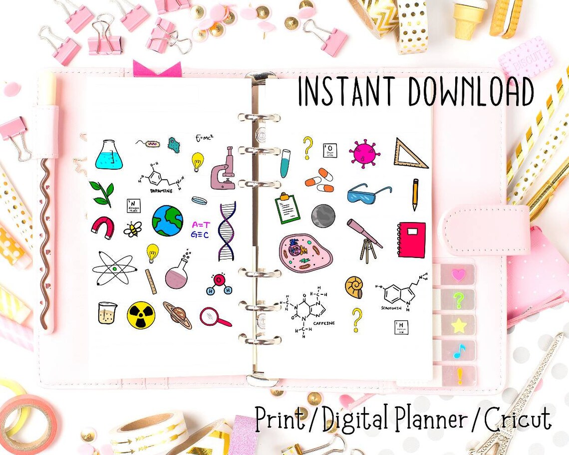 Science Printable Stickers Digital Stickers Doodle Planner Stickers ...