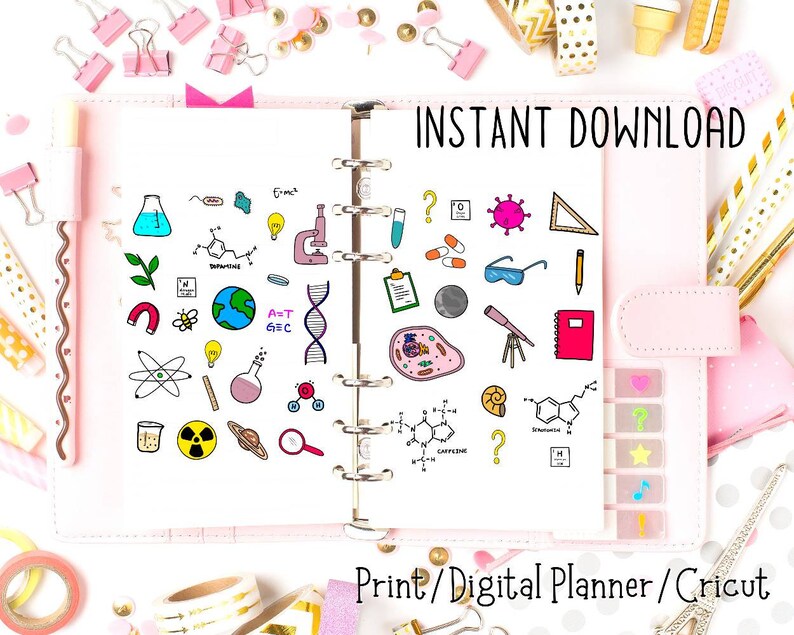 Science Printable Stickers Digital Stickers Doodle Planner Stickers ...