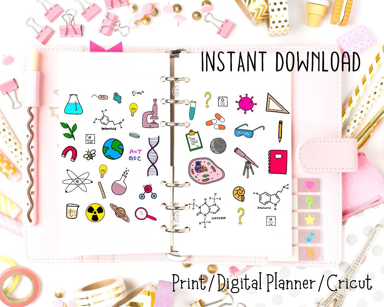 Science Printable Stickers | Digital Stickers | Doodle Planner Stickers ...