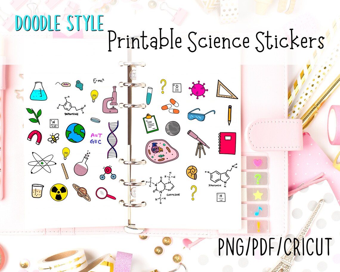 Science Printable Stickers Digital Stickers Doodle Planner Stickers ...