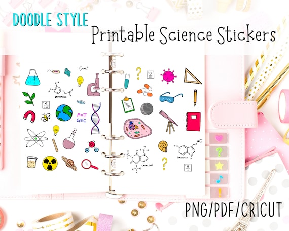 Science Printable Stickers Digital Stickers Doodle Planner | Etsy