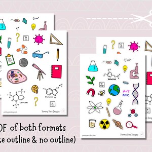 Science Printable Stickers | Digital Stickers | Doodle Planner Stickers ...