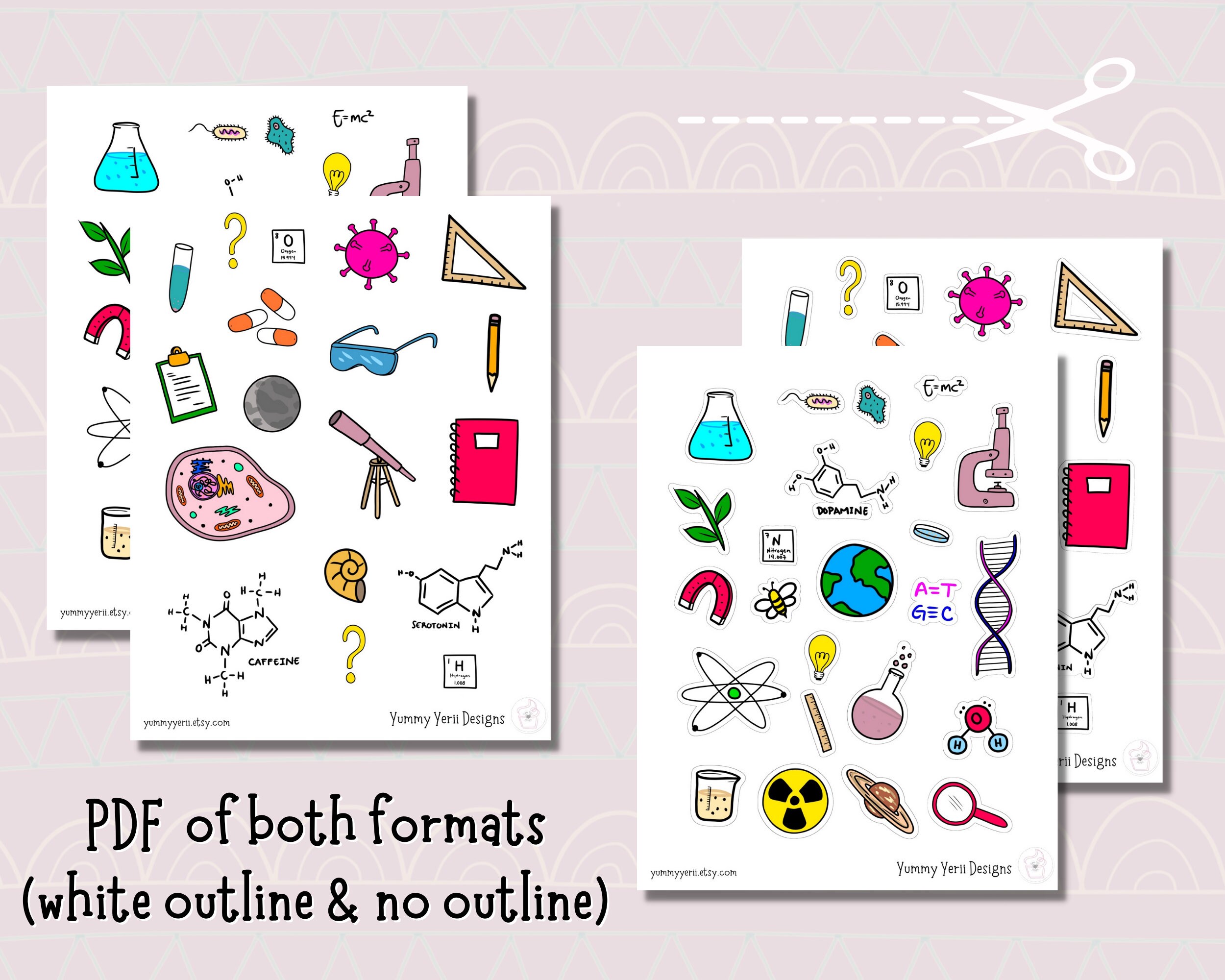 Science Printable Stickers | Digital Stickers | Doodle Planner Stickers ...