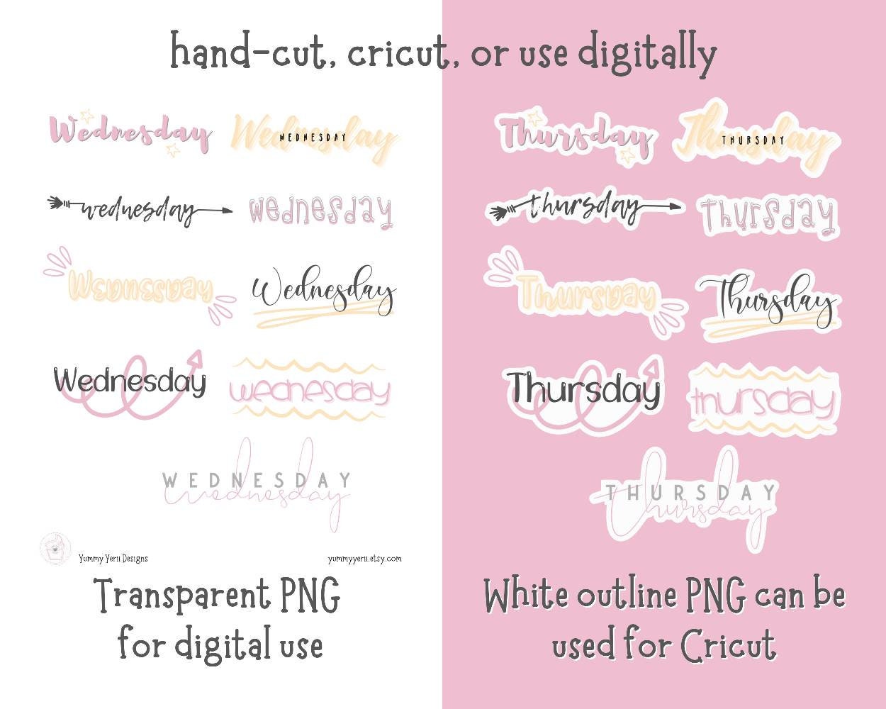 Week Days Printable Stickers | Digital Stickers | Daily Planner ...