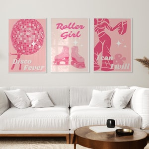 Gallery Wall Art Set of 3, Trendy Retro Wall Decor, 70s Style Disco ...