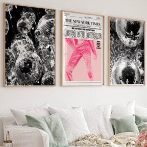 Funky Disco Ball Set of 5 Posters, Retro Vintage Print, Trendy ...