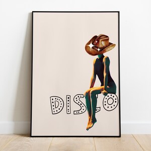 Cowgirl Disco Wall Art, Handmade Black and White Preppy Vintage Wall ...