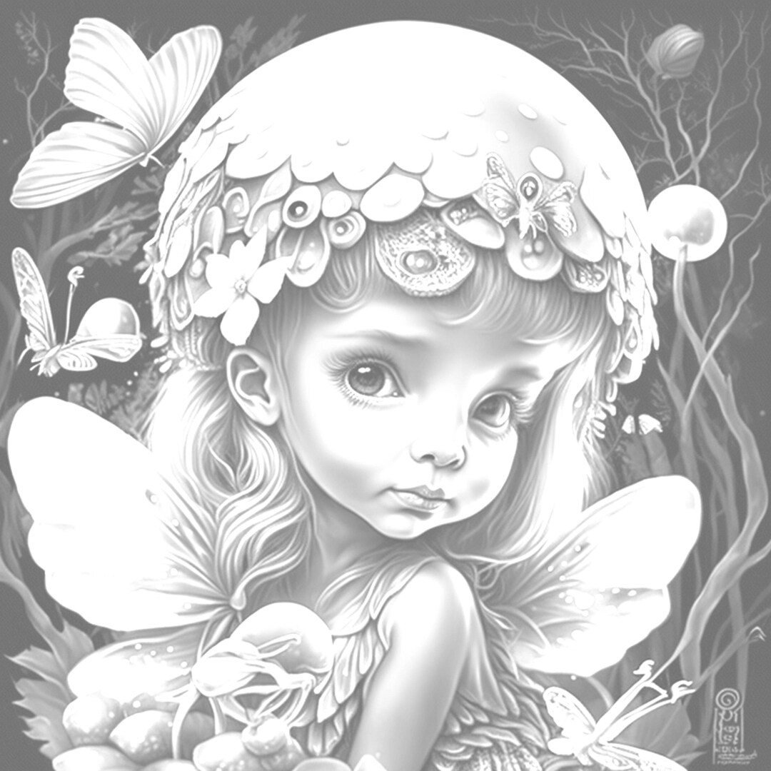 Delicate Fairy Princess Coloring Page | Fantasy Coloring Book, Adult ...