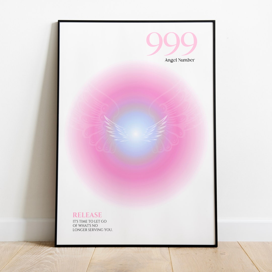 999 Angel Number Aura Poster Spiritual Wall Art Gradient - Etsy