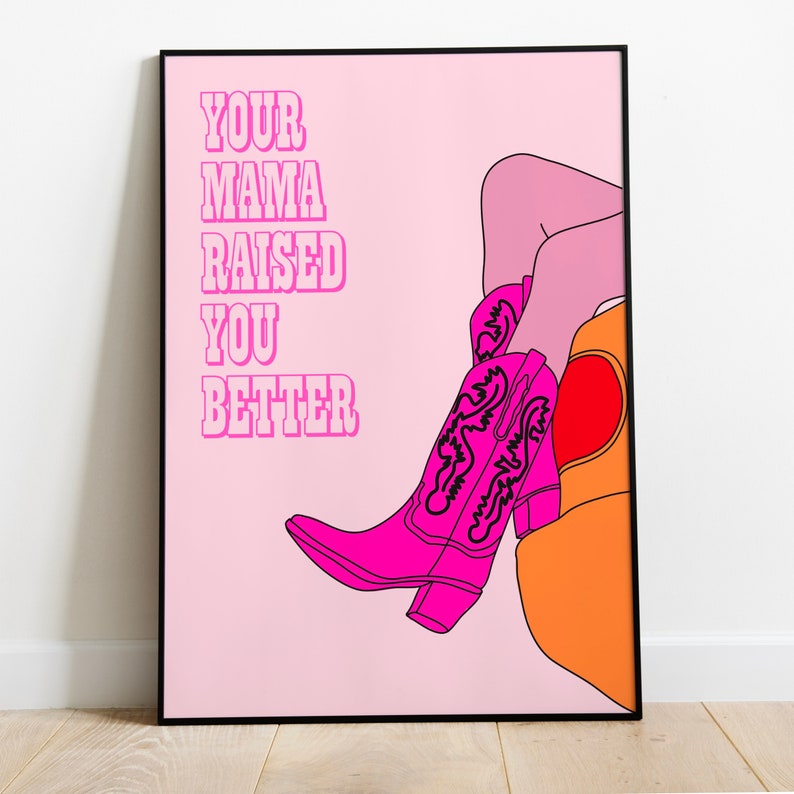 Cowgirl Poster Pink Rodeo Poster Print Retro Style Poster - Etsy
