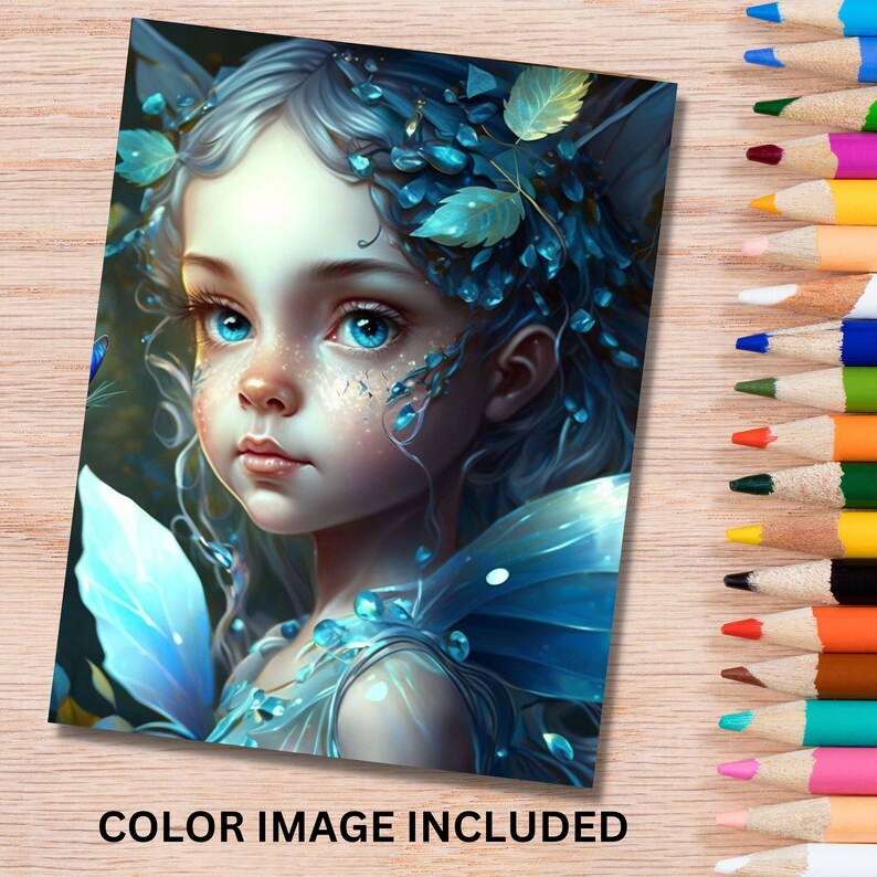 Delicate Fairy Princess Coloring Page Fantasy Coloring Book - Etsy