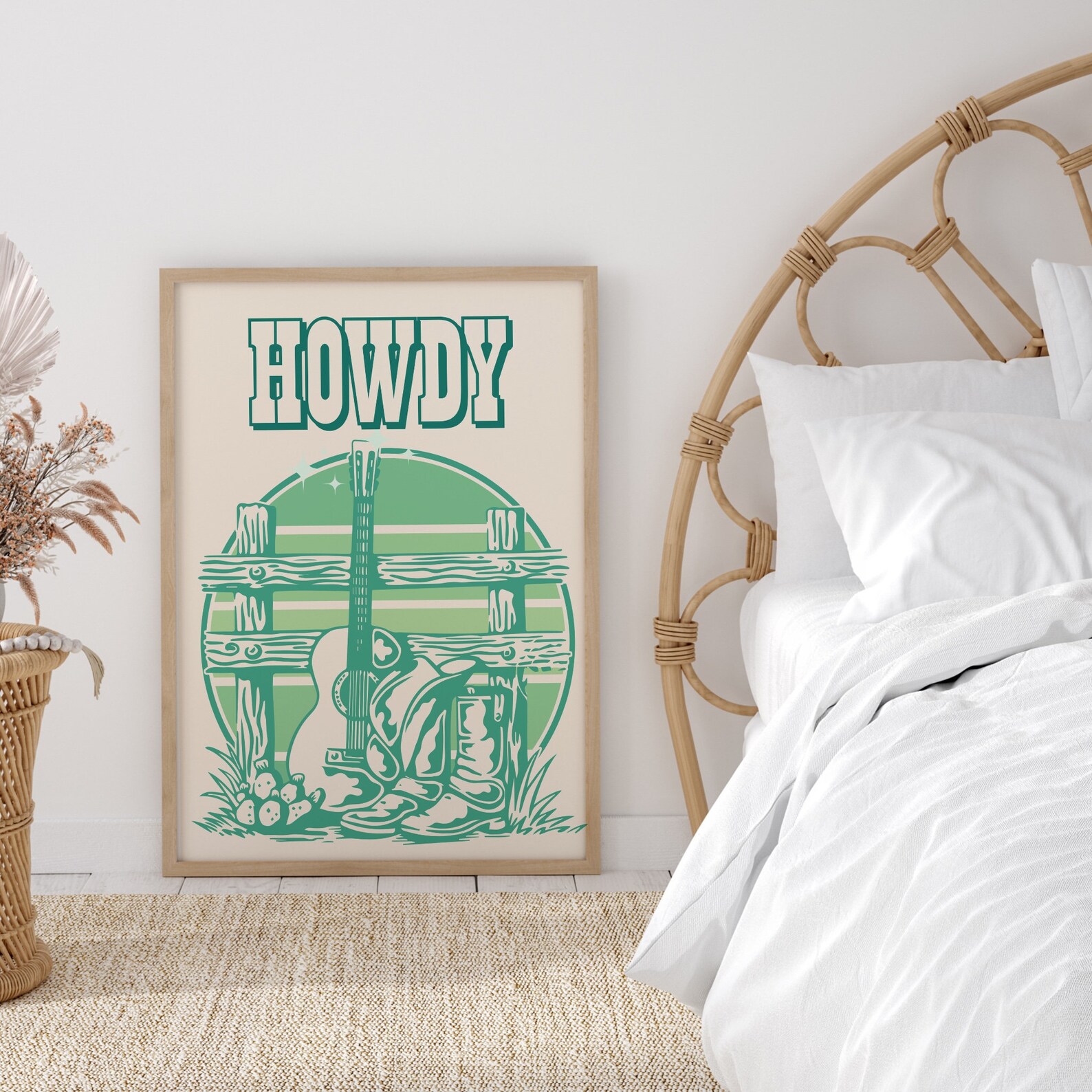 Howdy Green Wall Art Cowboy Print Cowboy Poster Country - Etsy