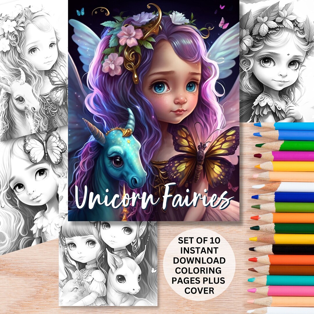 Fantasy Fairies Coloring Page Printable Coloring Page for Adult ...