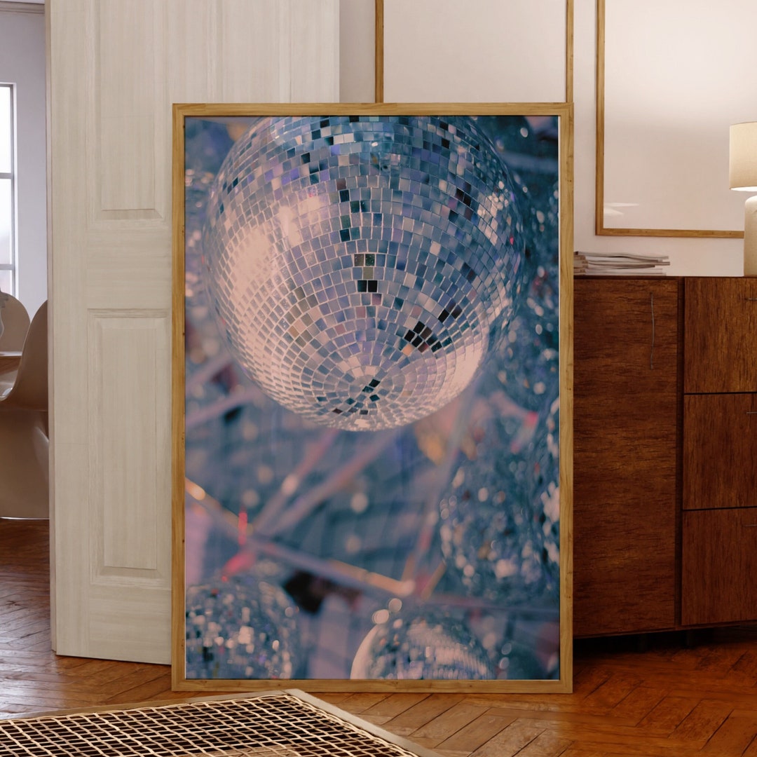 Funky Disco Ball Poster, Retro Vintage Print, Trendy Mirrorbal ...