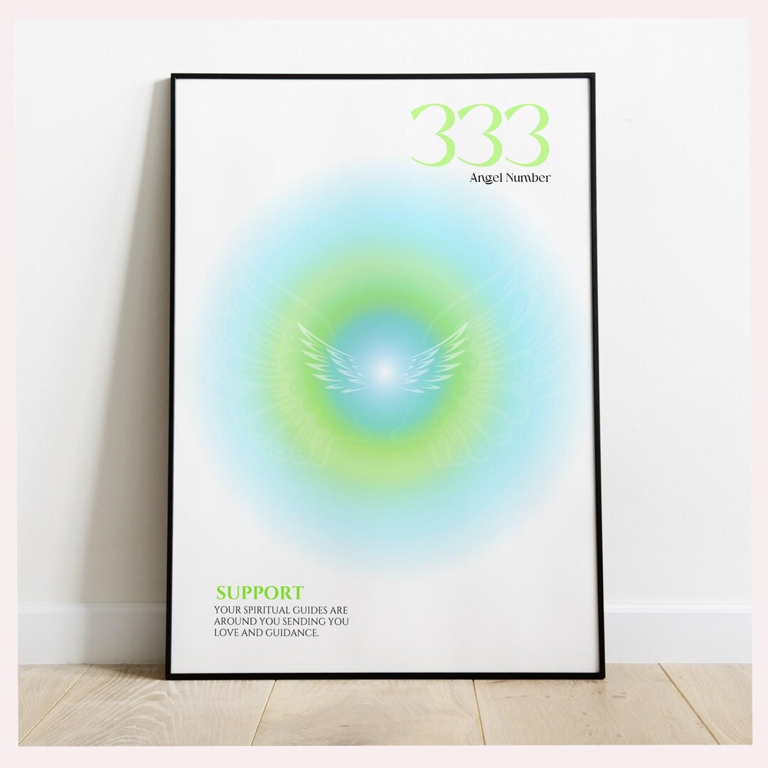Angel Number 333 Aura Poster Spiritual Wall Art Gradient Print Angel ...