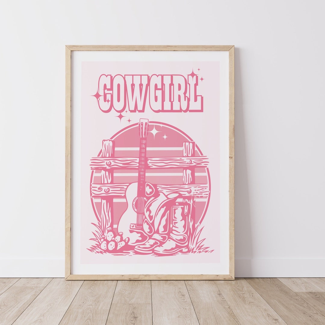 Cowgirl Wall Decor Pink Wall Decor PRINTABLE Retro Wall - Etsy