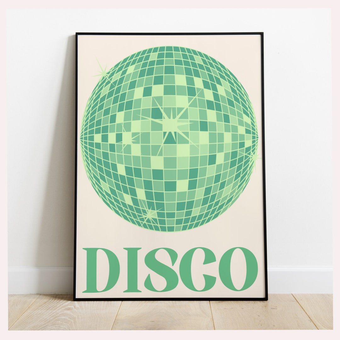 Trendy Retro Disco Ball Poster Retro Print Preppy Poster - Etsy