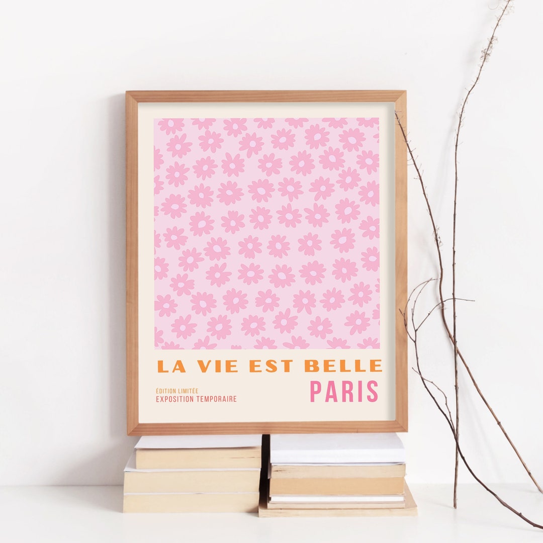 Pink Flower Market Digital Download, 70s Style Poster, 60s Flower Print ...