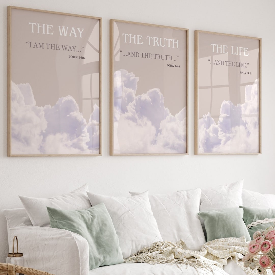 Jesus Posters Set of 3 Prints, Christian Poster Bible Art Print Gift ...