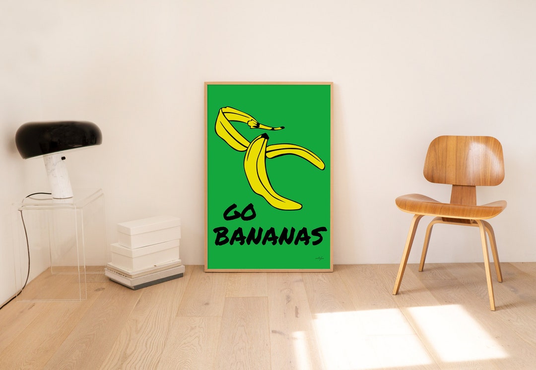 Go Bananas Poster, Pop Art Green Poster Art, Weird Kitchen Decor - Etsy