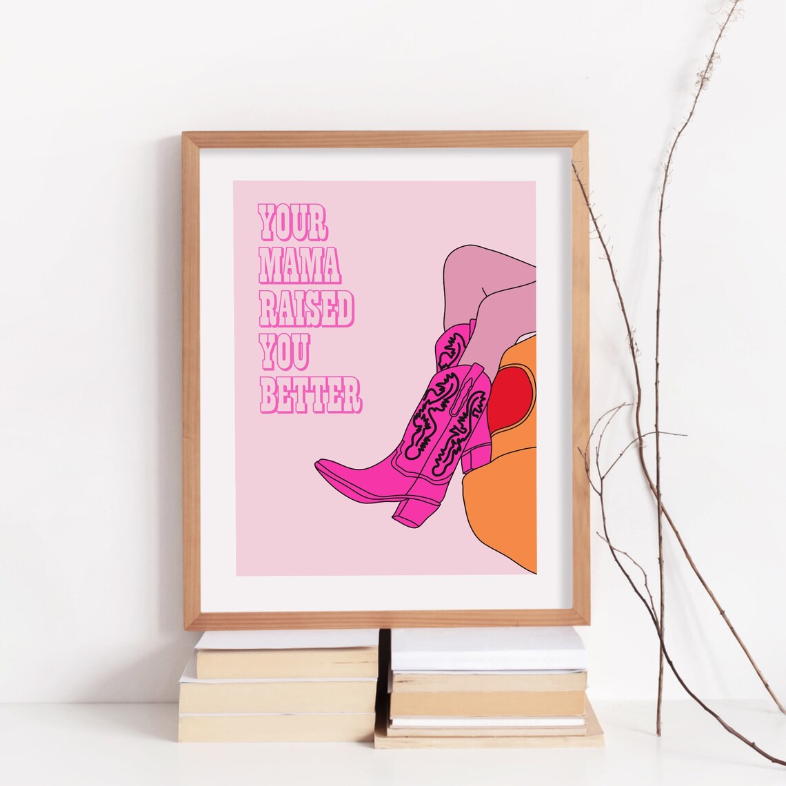 Cowgirl Poster Pink Rodeo Poster Print Retro Style Poster - Etsy