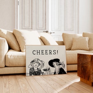 Vintage Cheers Print Trendy Retro Wall Art Bar Cart Drinks Art Bar Cart ...