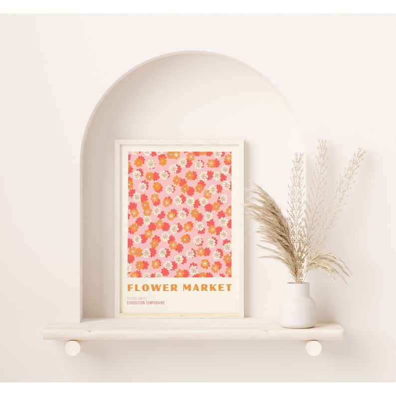 Pink Flower Market Digital Download Print 70s Style Poster - Etsy