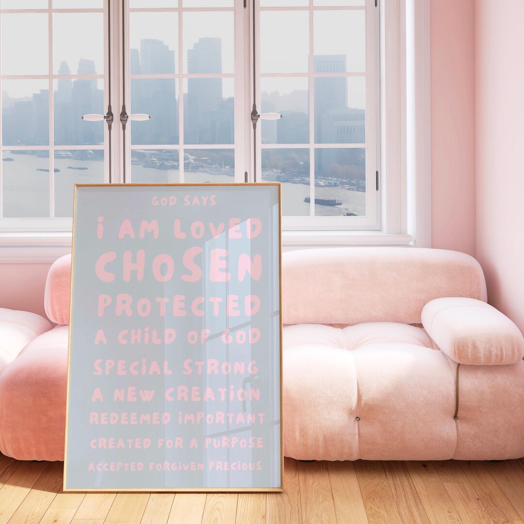 God Says I Am Loved Christian Scripture Gift Pale Blue Blush Pink ...