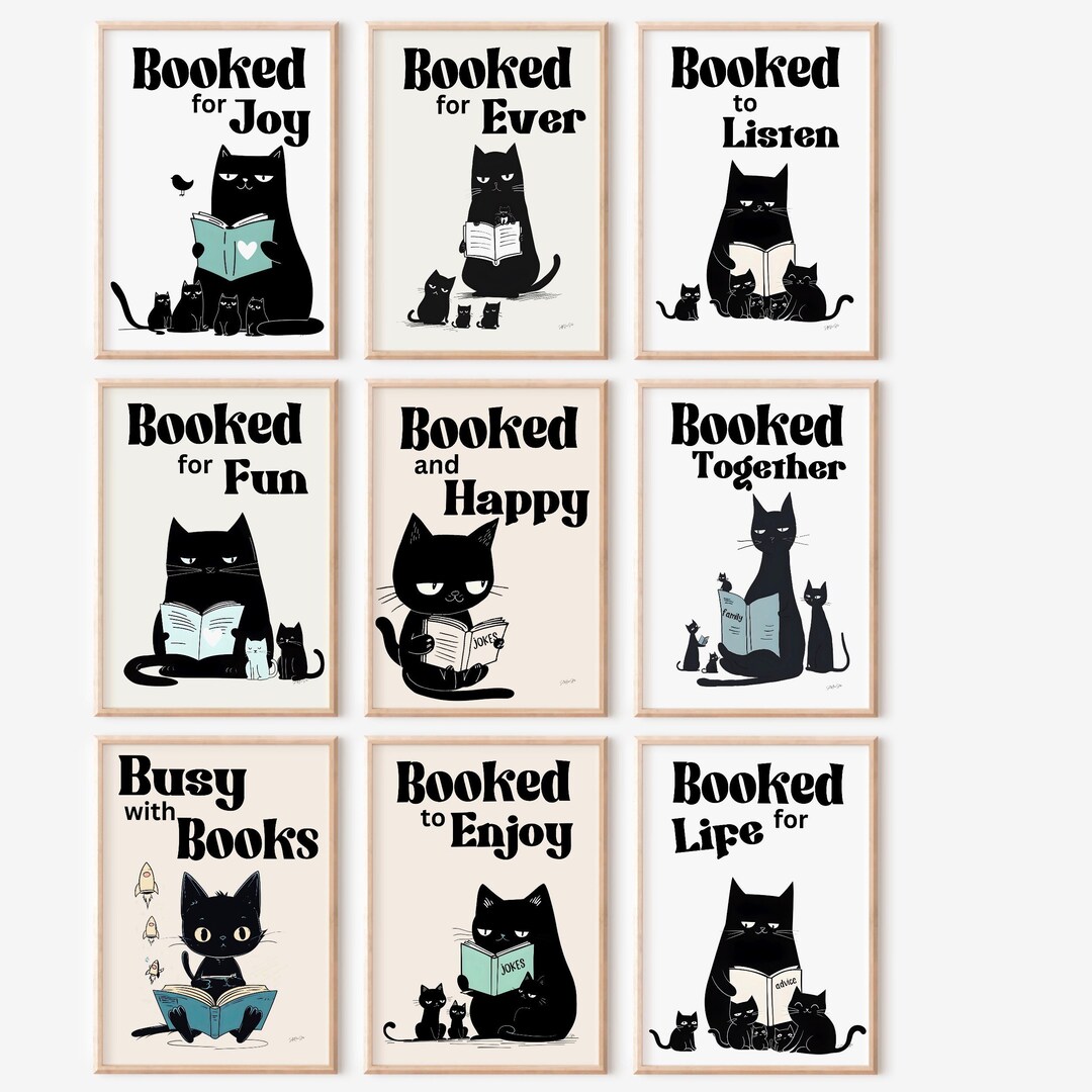 Love Reading Posters Set of 12 Classroom Decor Cat Playroom Print ...