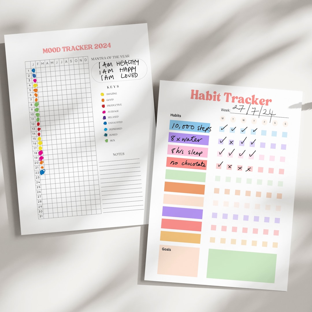 Digital Download Mood Tracker Bundle, Mood Journal, Mood Chart ...