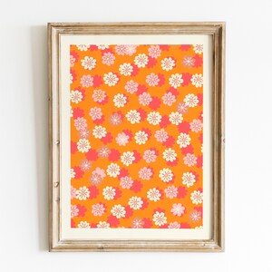 Pink Orange Flower Market Digital Download, 70s Style Poster, 60s ...